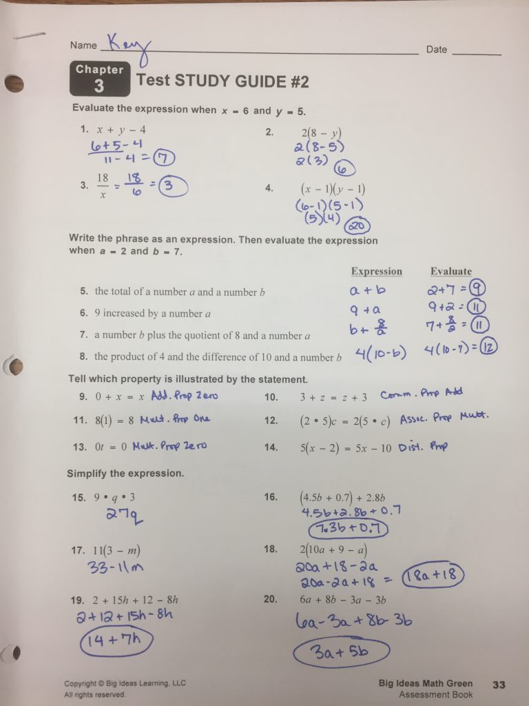 Ch 3 Test Study Guide #2 Answer Key | Mrs. Gillespie